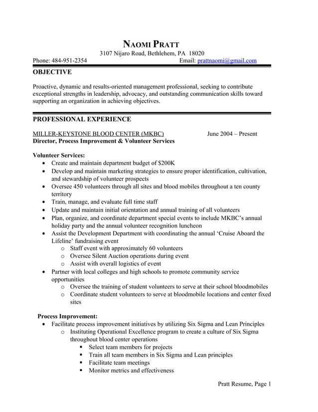 Resume naomi pratt | PDF