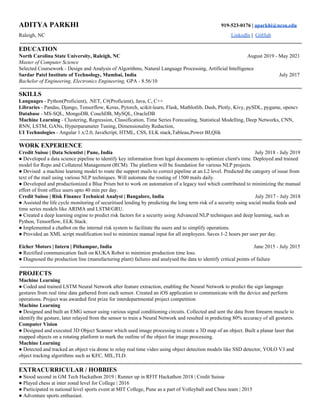 Resume Aditya Parkhi | PDF