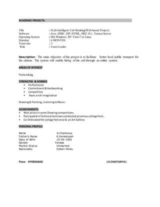 Resume - Chaitanya | DOCX | Computing | Technology & Computing