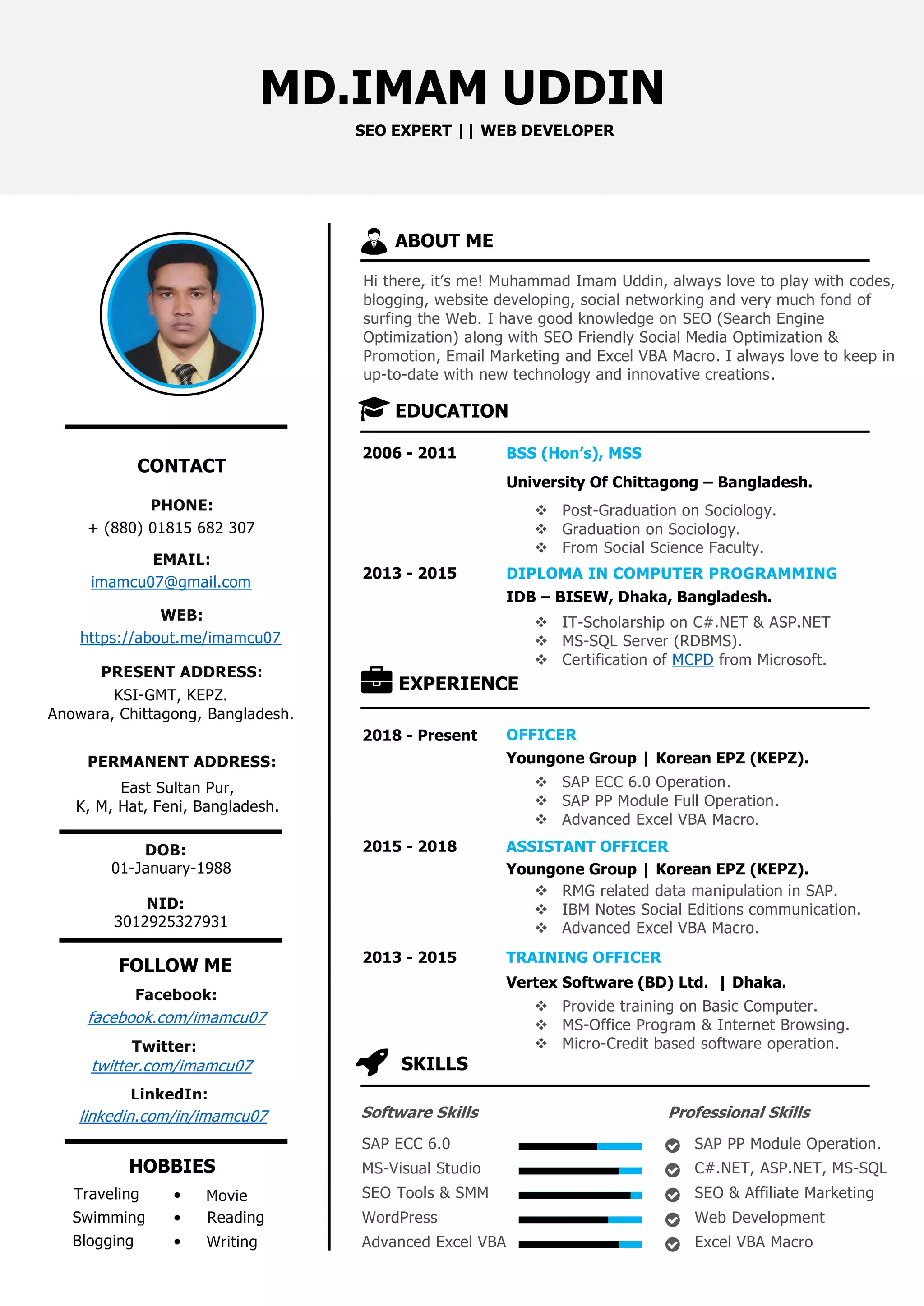 Best SEO Expert In Chittagong - Best SEO Expert In BD - Imam Uddin | Resume CV | PDF