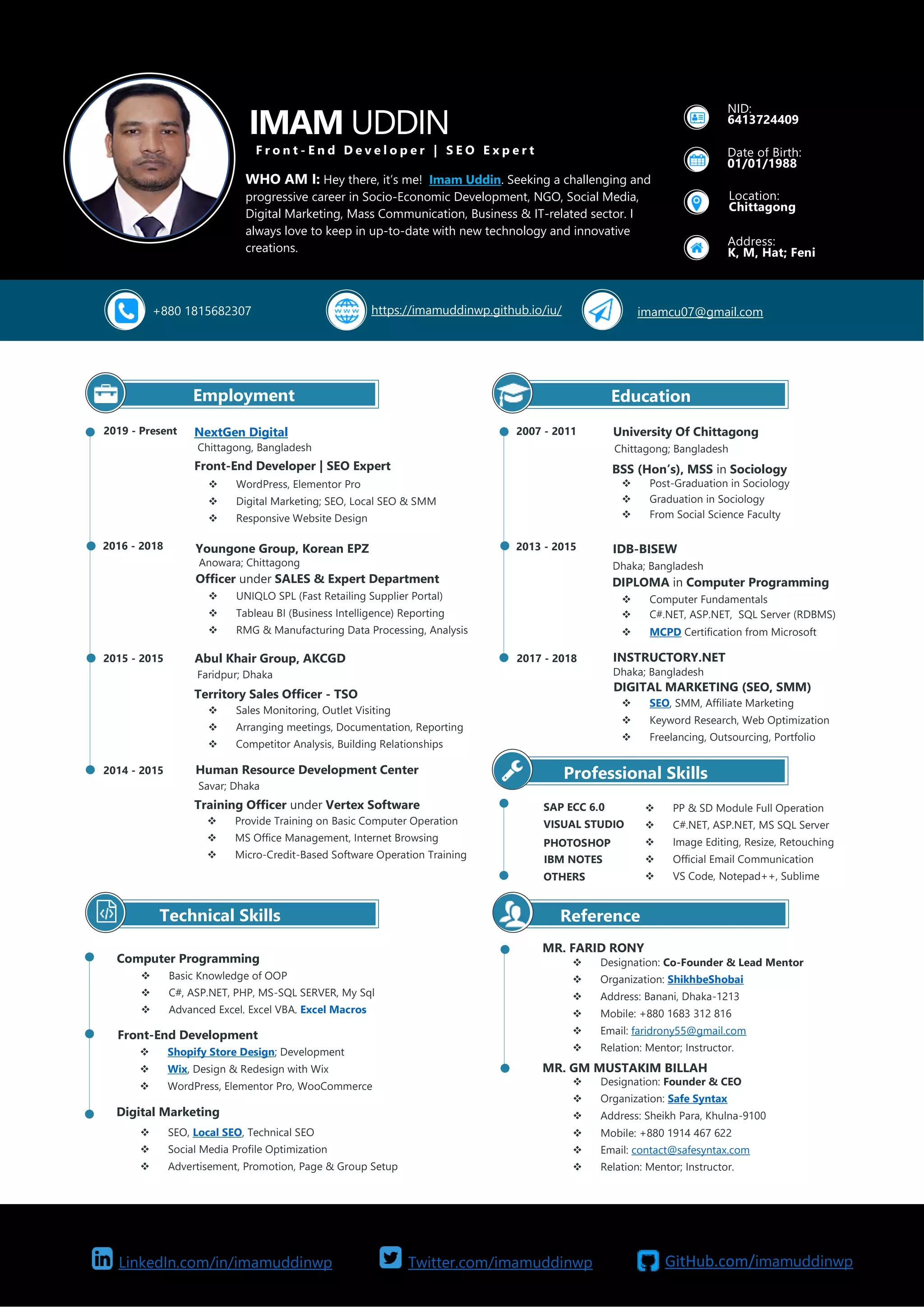 Modern CV Resume Of Imam Uddin | imamuddinwp | PDF