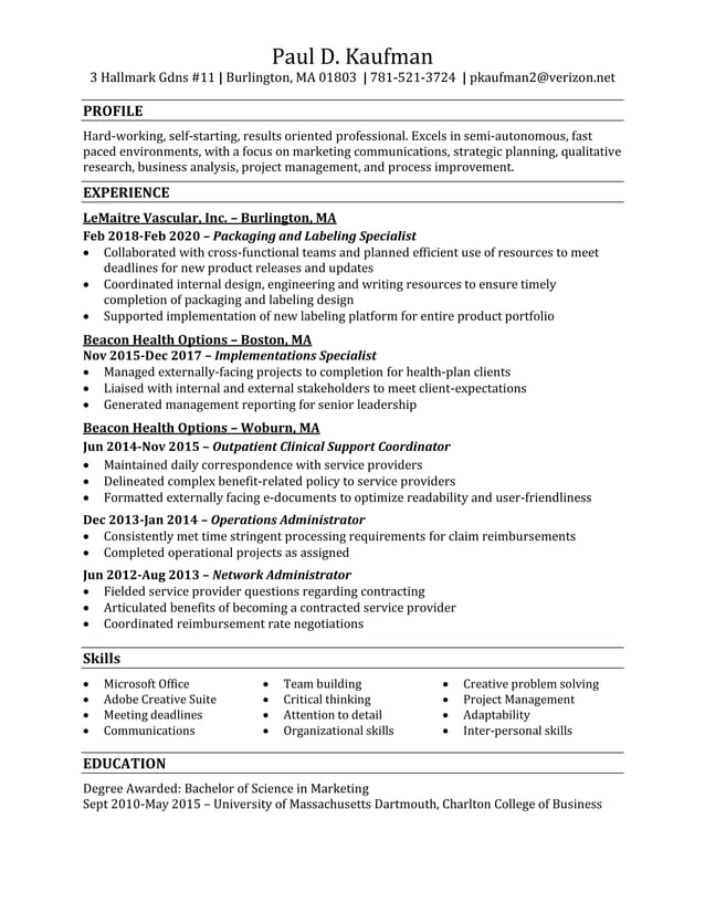 Resume - Paul Kaufman | PDF | Business Administration | Business