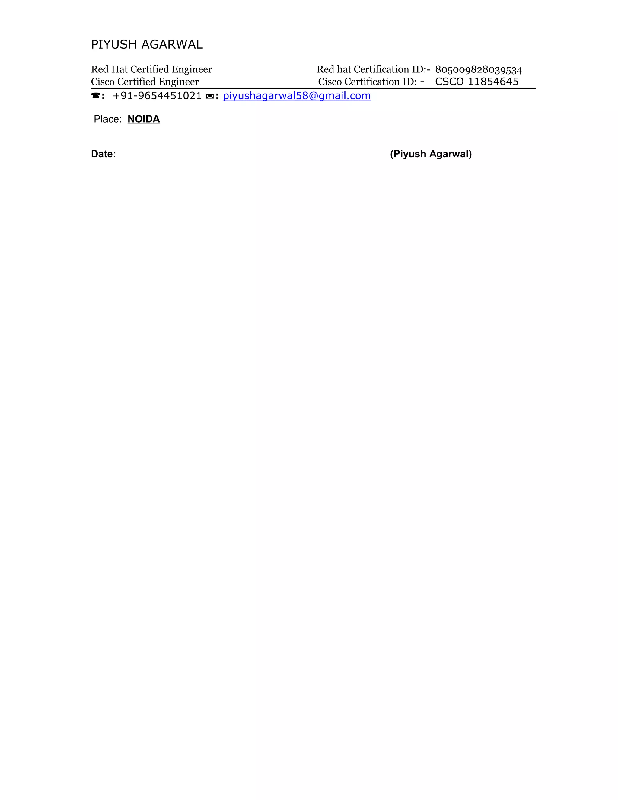 Resume piyush agarwal (1)(1) | PDF