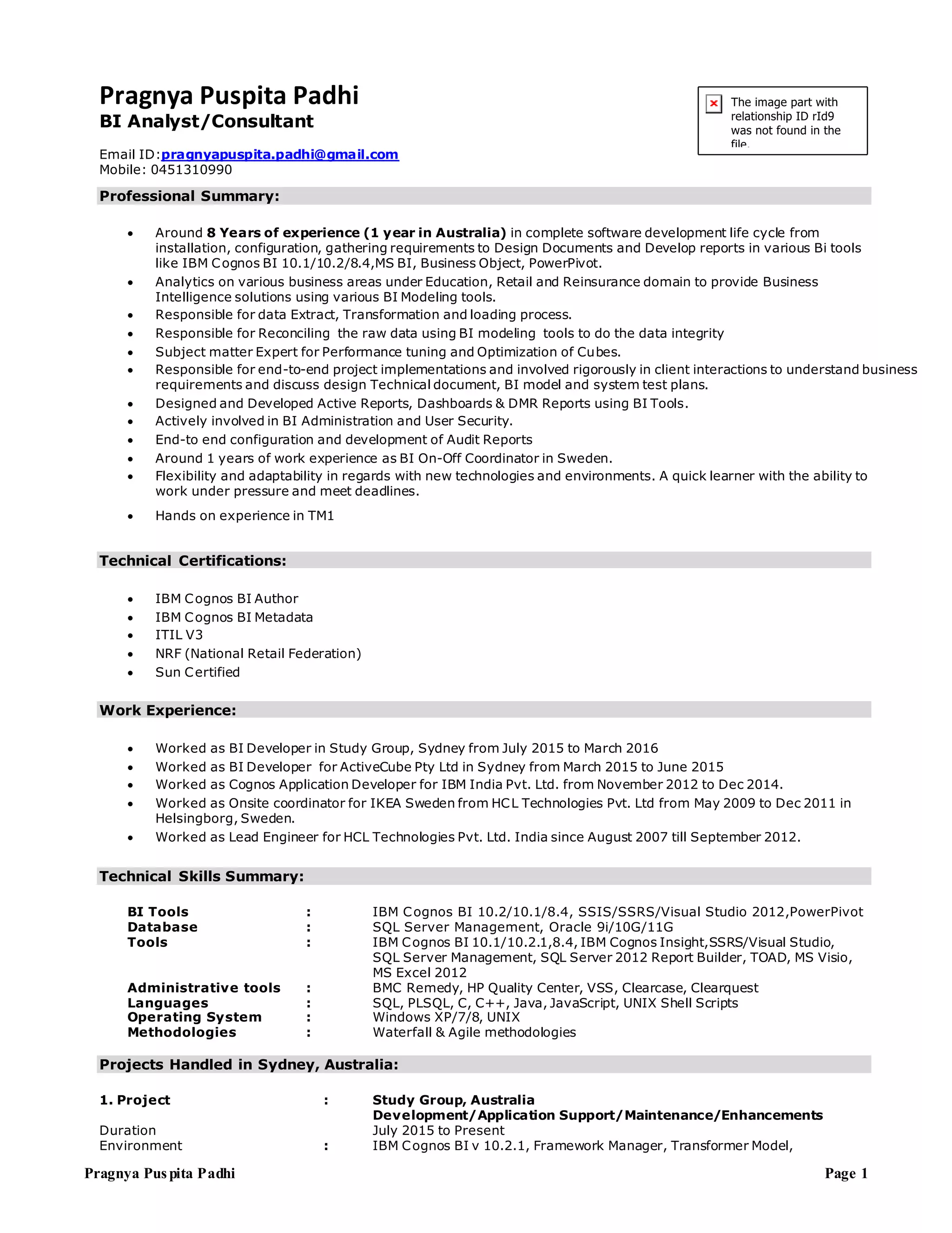 Resume pragnya puspita padhi | DOCX