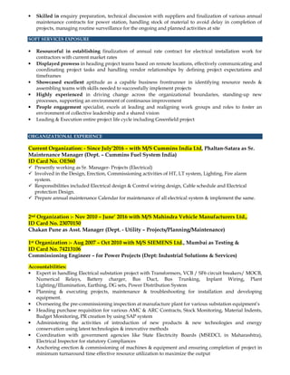 Resume Power project planning & maintenance. | PDF