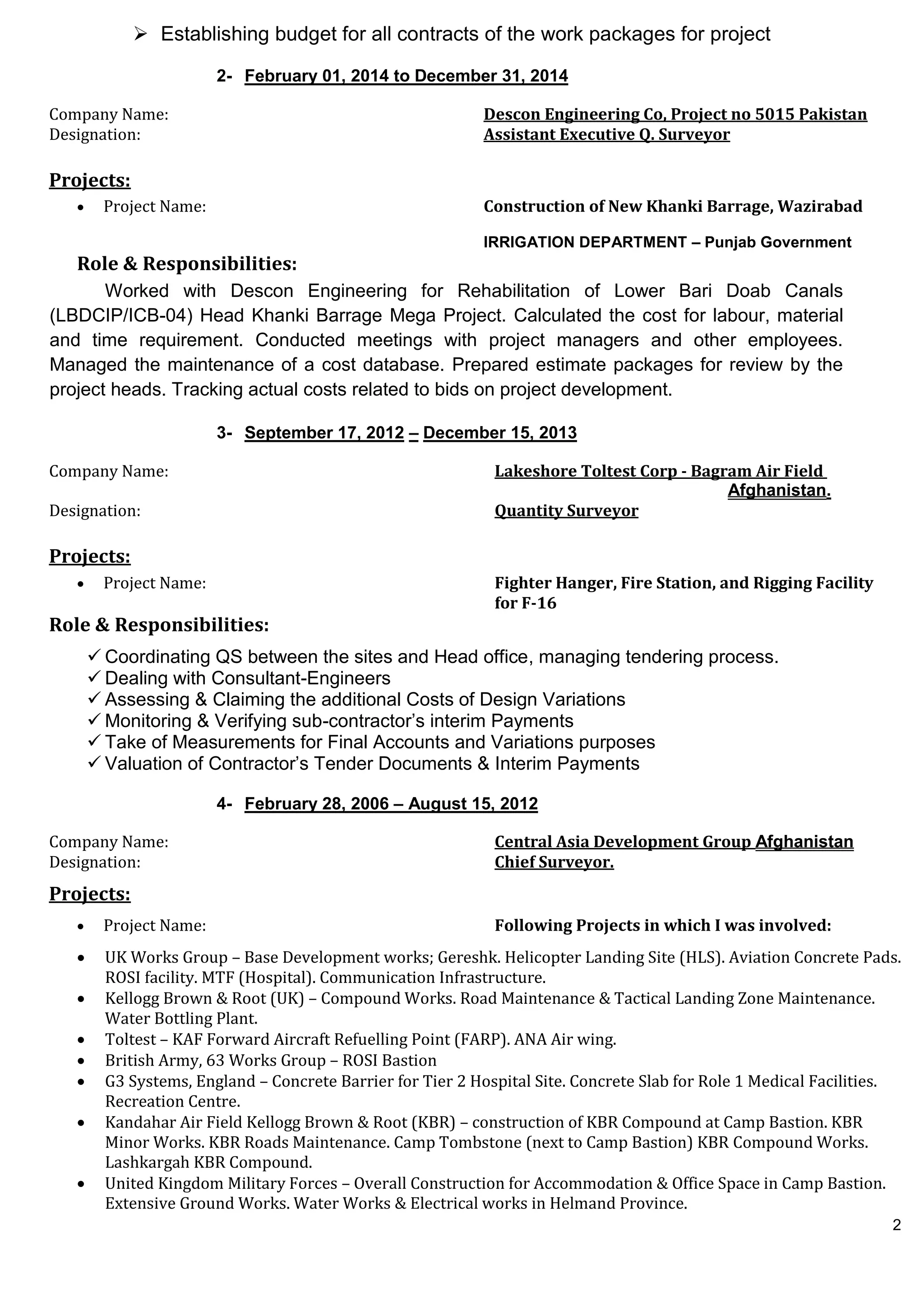 Resume q.surveyor - amanat ali (updated) | PDF