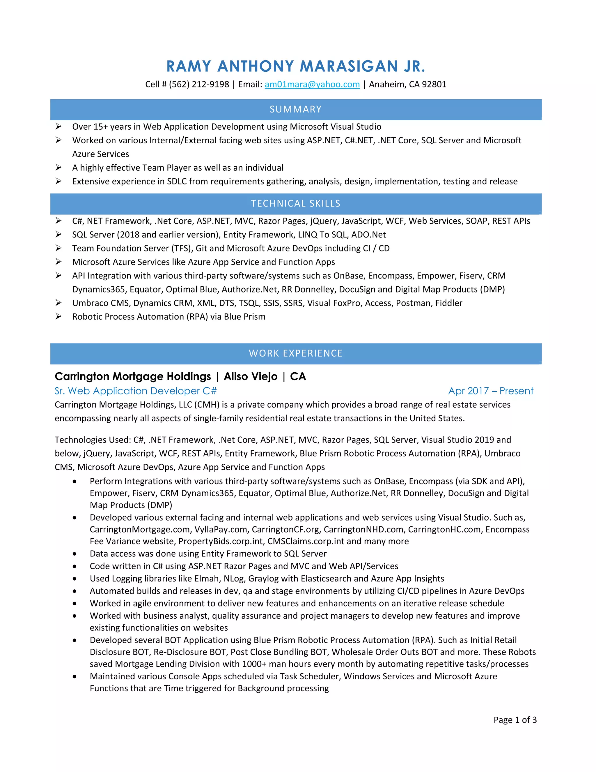 ramy anthony marasigan resume | PDF