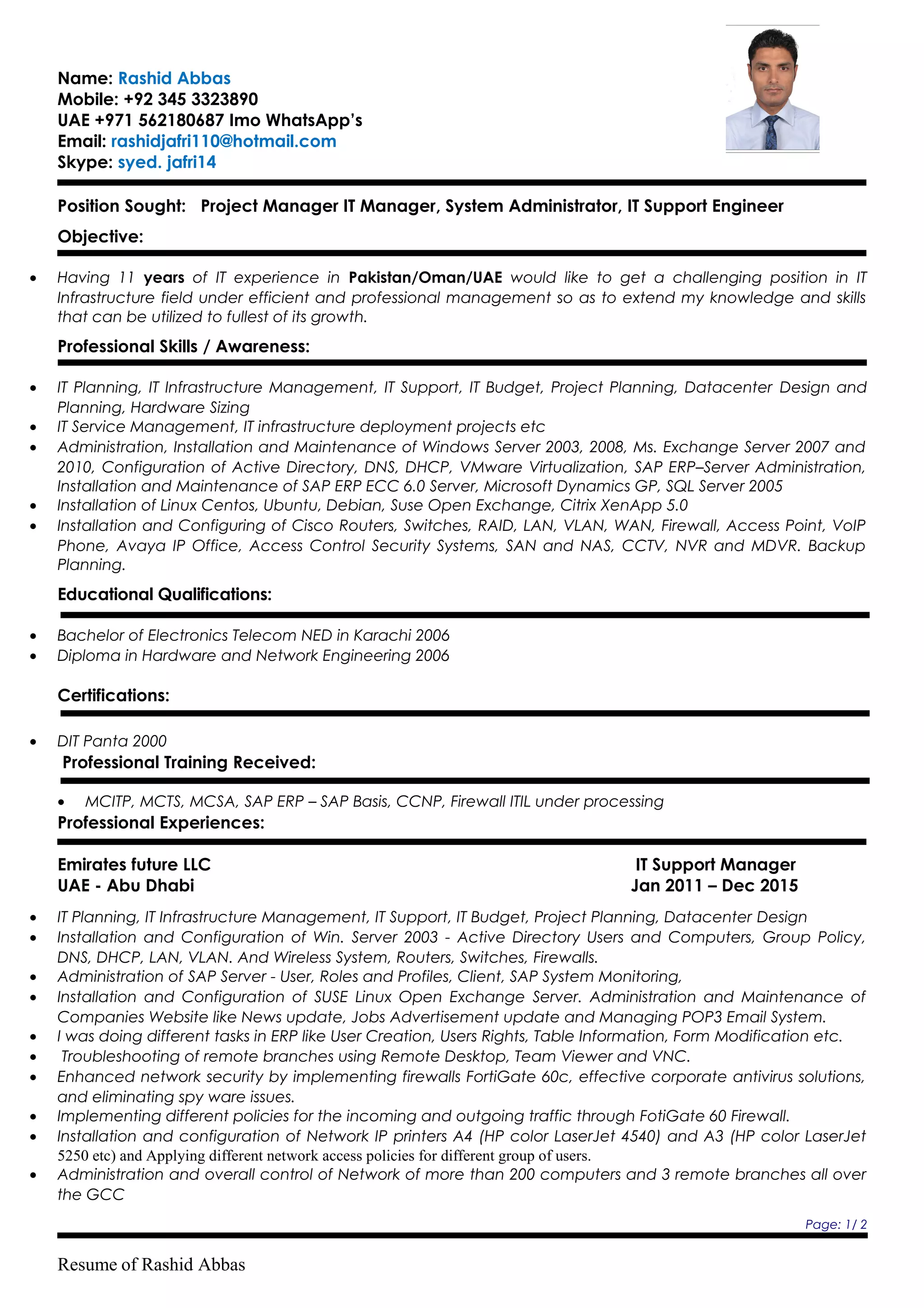 IT Support Manager | PDF