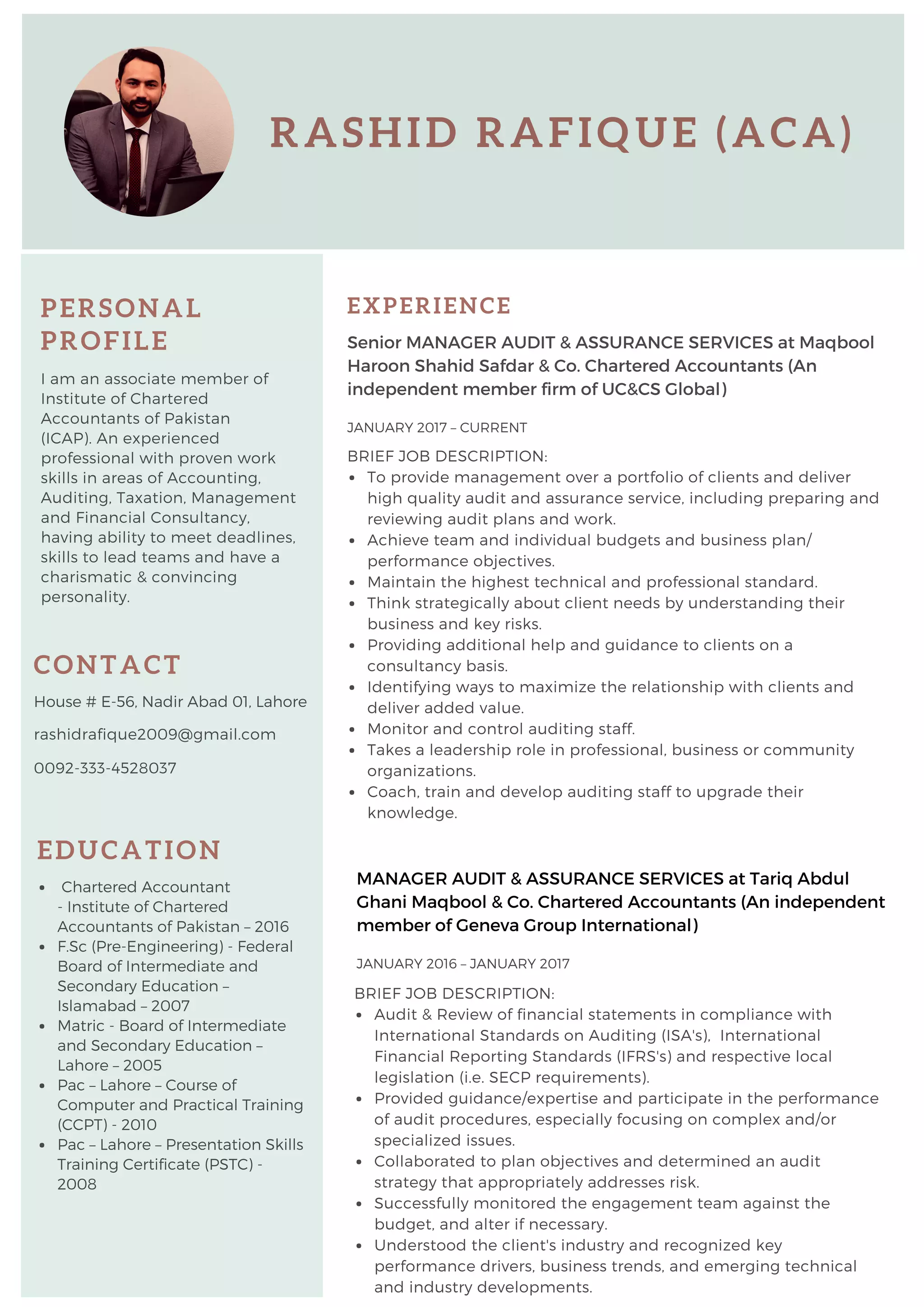 Resume Rashid Rafique, Aca | PDF