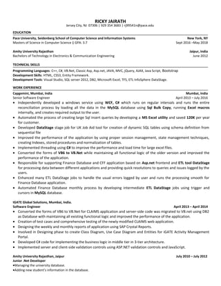 Resume ricky jairath | DOC | Web Development | Internet