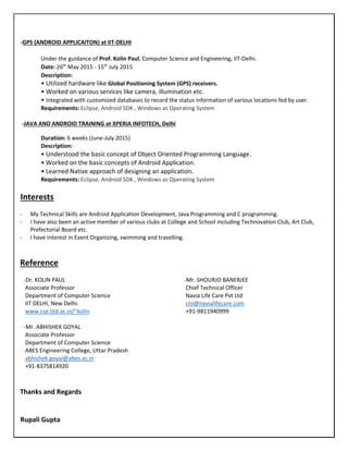 Resume-Rupali Gupta | PDF | Operating Systems | Computer Software and Applications