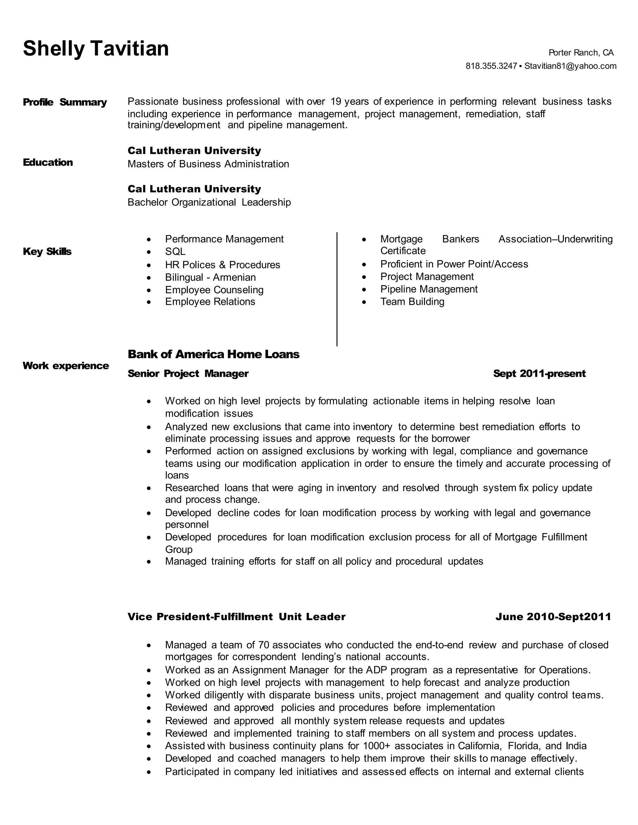 Resume shelly tavitian | DOCX