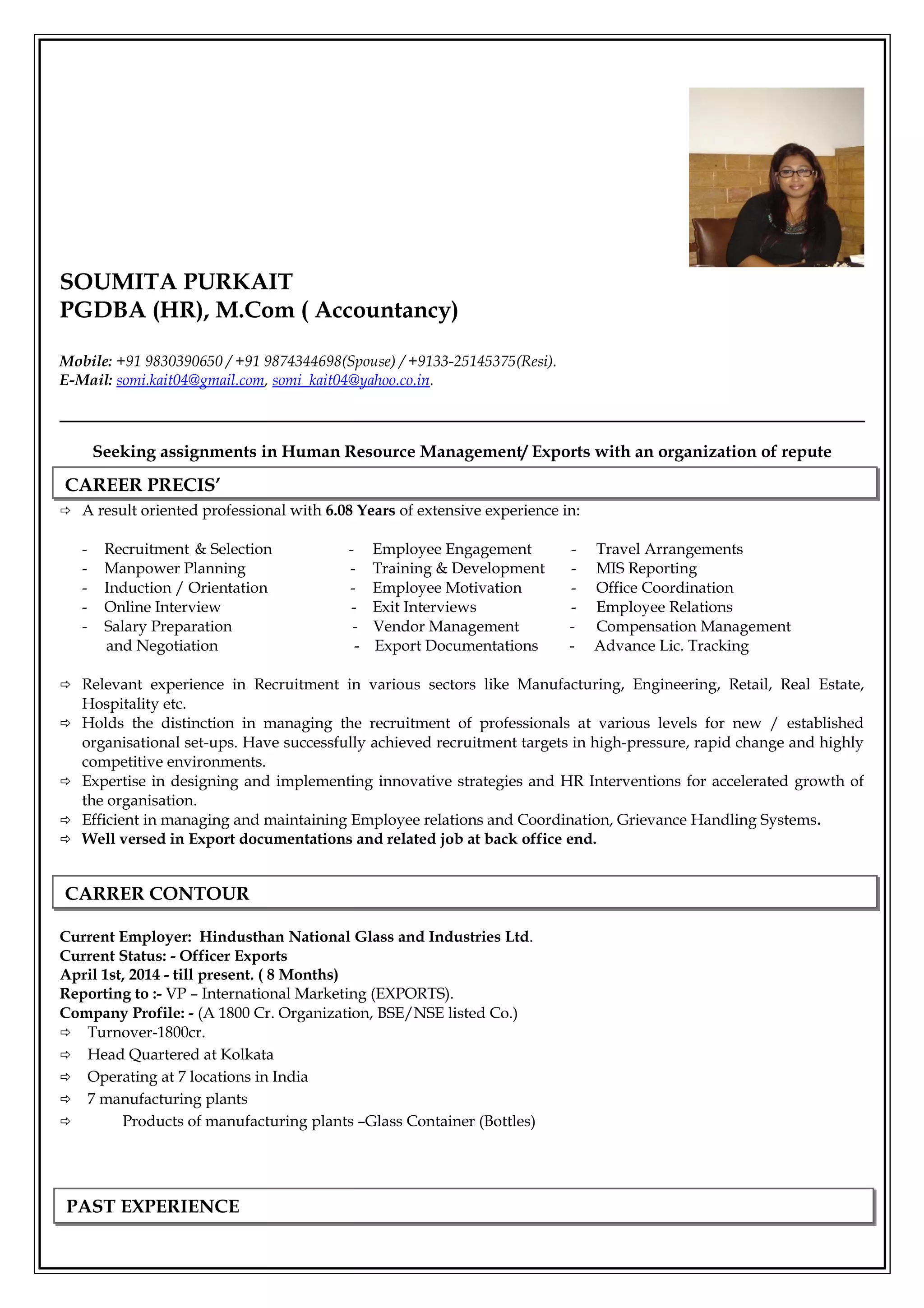 Resume soumita-as_on_04.11.2014[1] | DOC