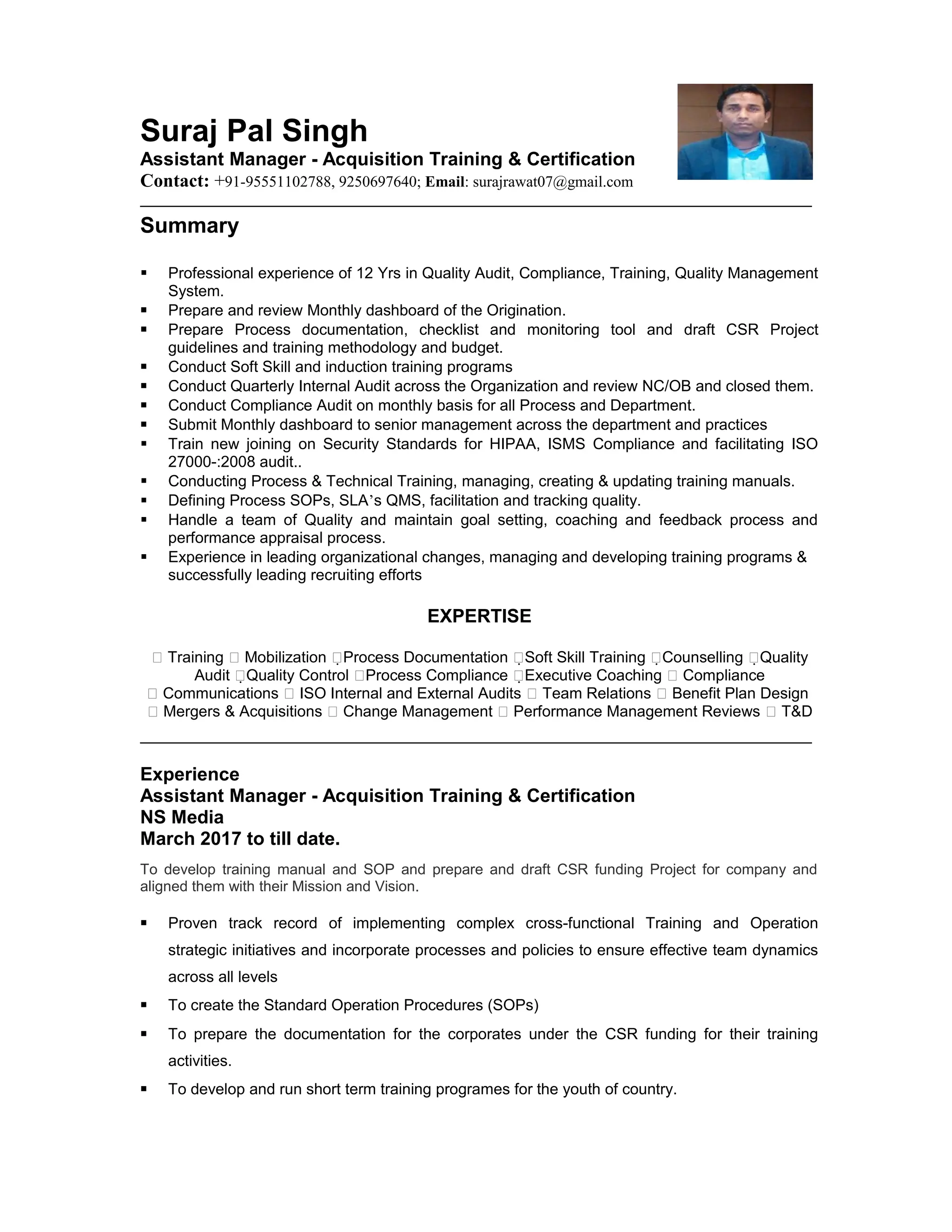 Resume suraj pal singh - final | DOC | Healthcare Industry | Industries
