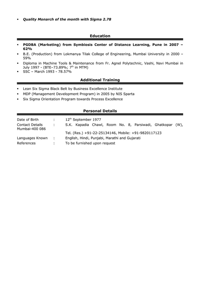 Surjit's Resume - Manager Customer Experience & Process Excellence | PDF