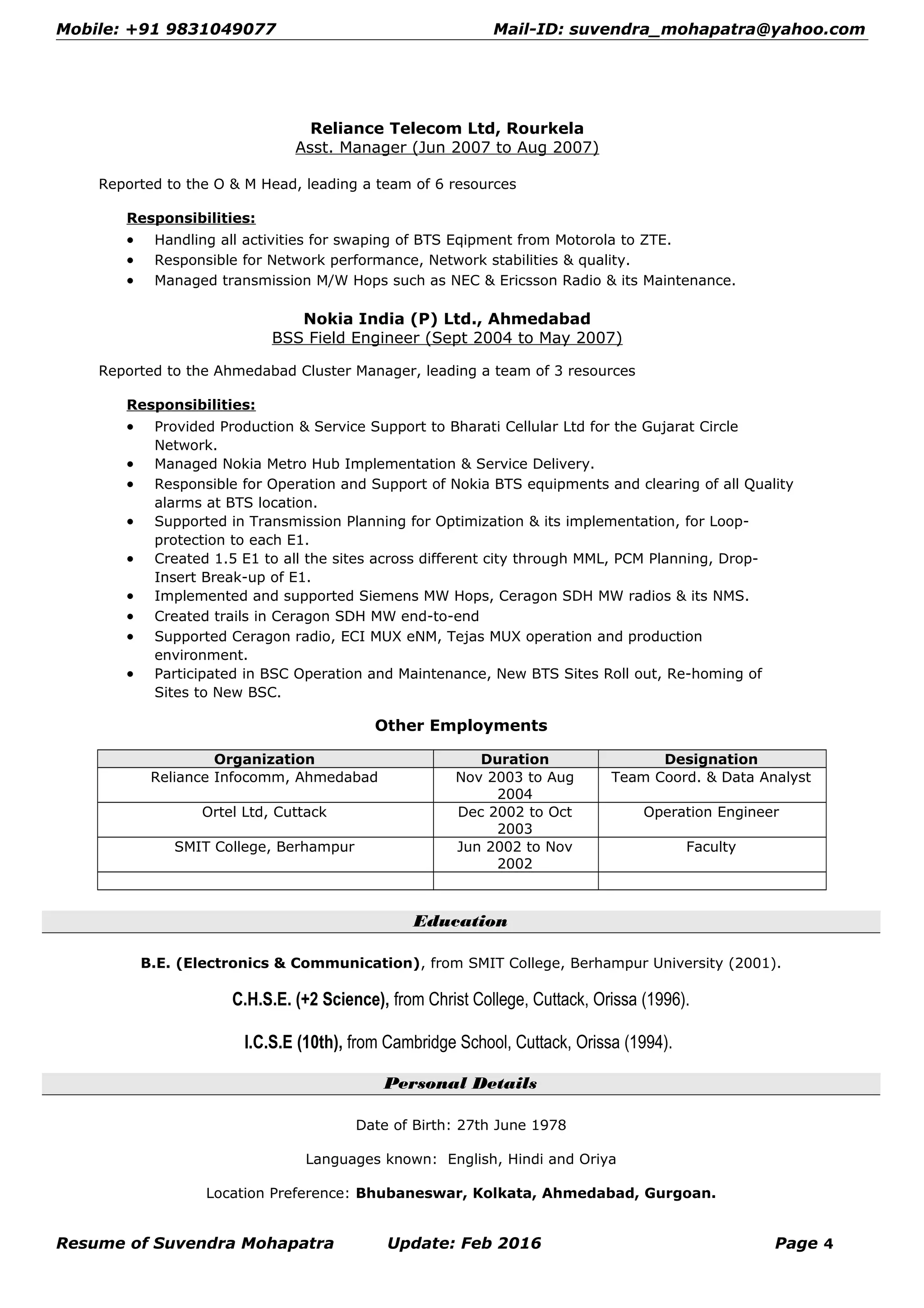 Resume suvendra mohapatra | PDF