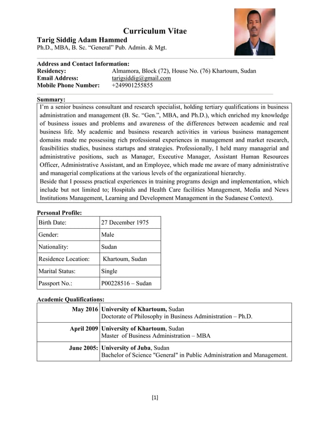 Resume tarig siddig | PDF