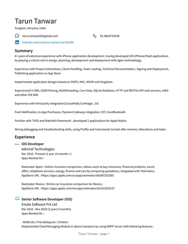 Resume-TarunTanwar | PDF