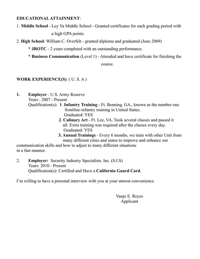 Resume vanjo rtf | PDF