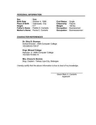 Resume (1) | DOC | Business and Finance