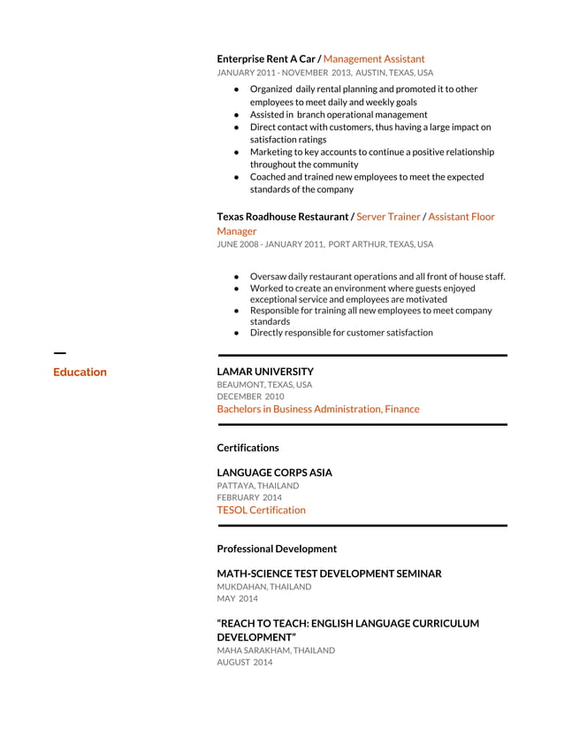 ESL Resume | PDF | Professional School | Postgraduate Education