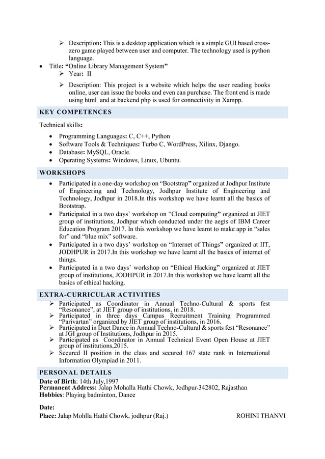 Rohini_Resume | PDF | Programming Languages | Computing