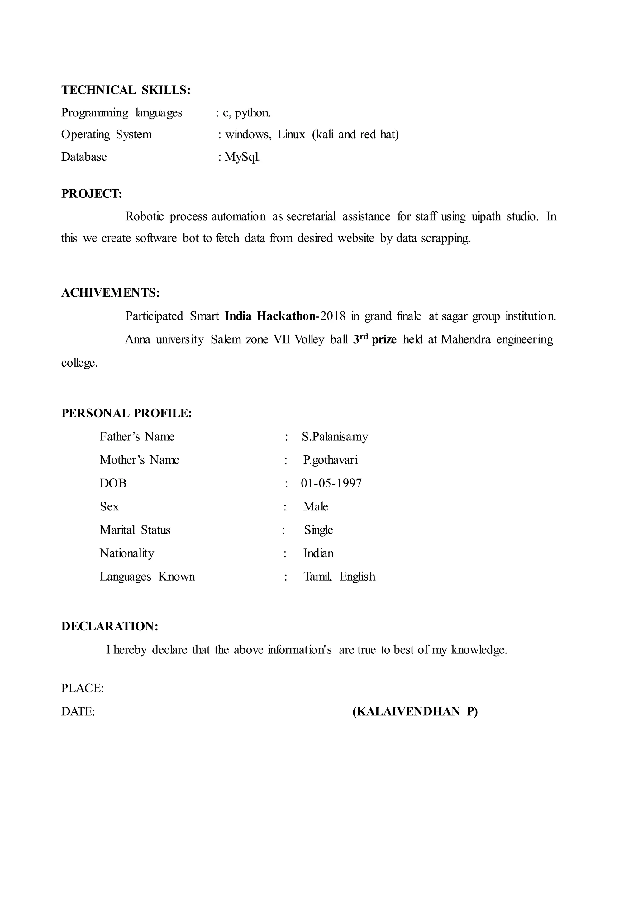 Resume | DOC | Computing | Technology & Computing