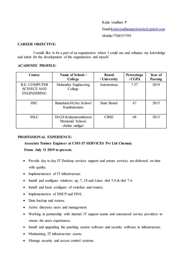 Resume | DOC | Computing | Technology & Computing