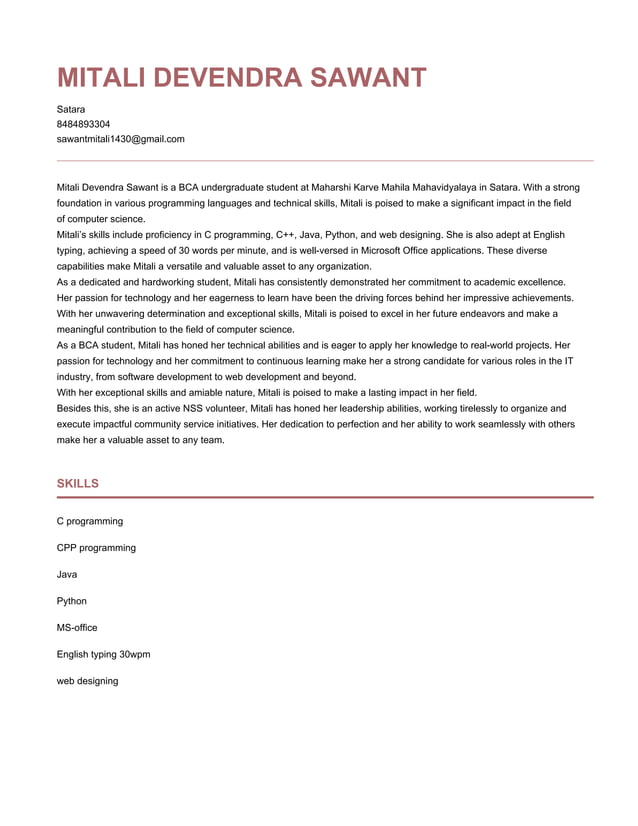 Mitali Sawant BCA student of MKSSS resume.pdf