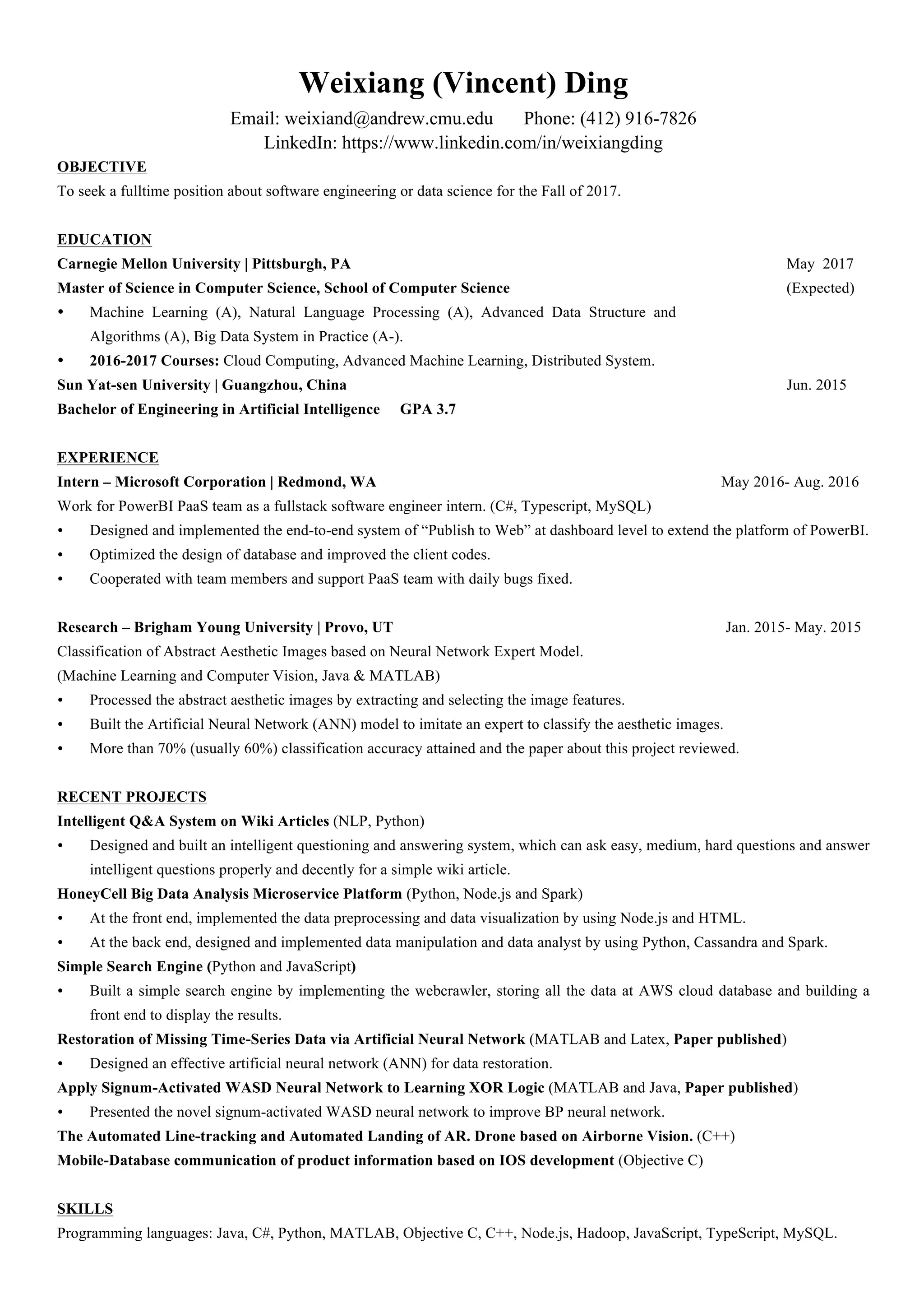 Resume_Weixiang Ding | PDF