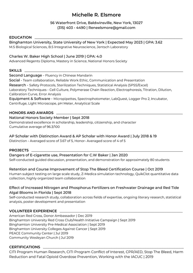 Michelle Elsmore - Resume | PDF