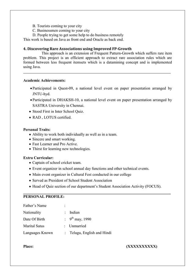 Resume2 | DOC | Programming Languages | Computing