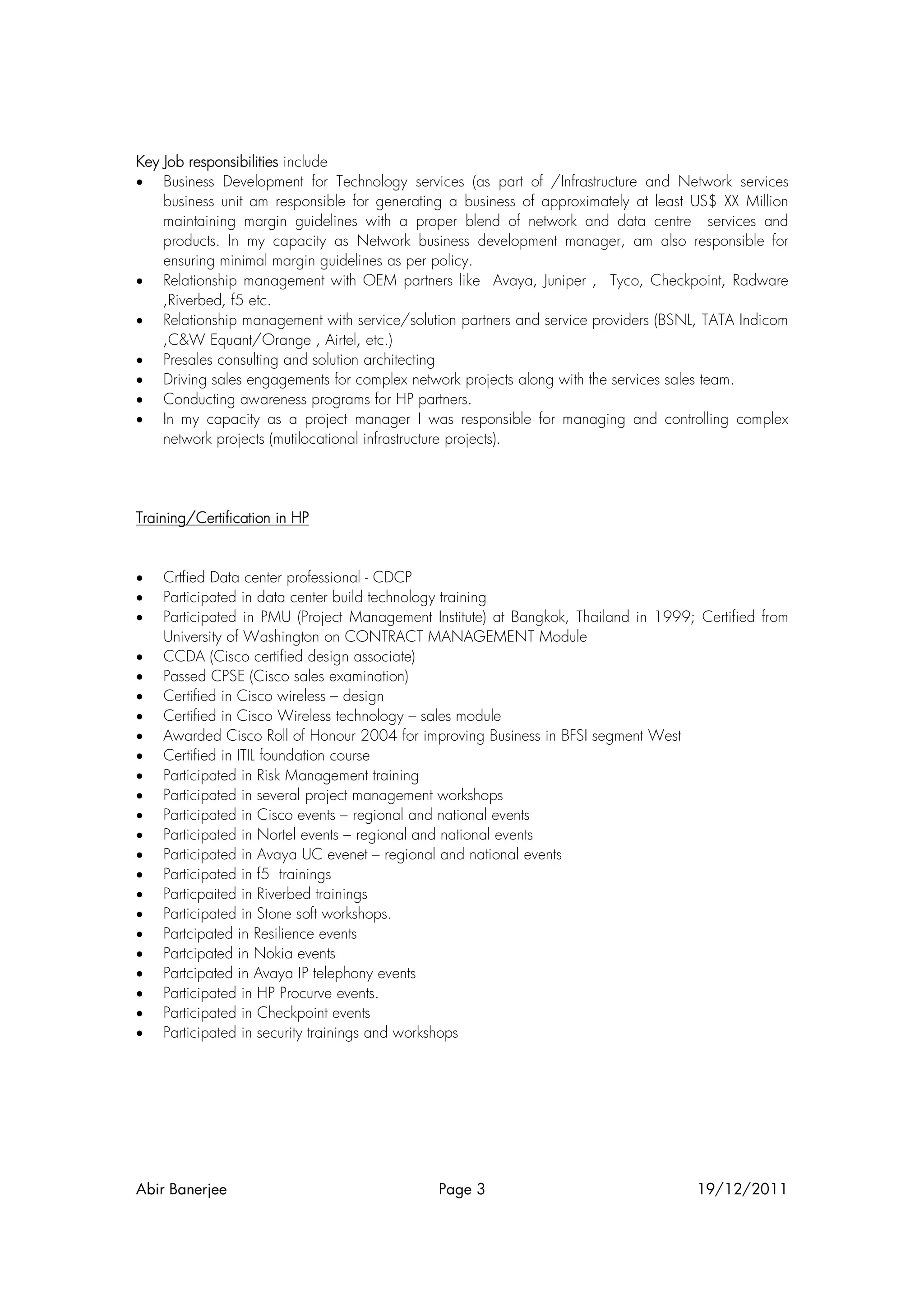 Resume 2011 Abir Banerjee | PDF