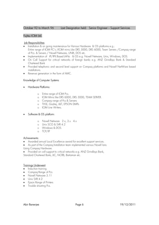Resume 2011 Abir Banerjee | PDF