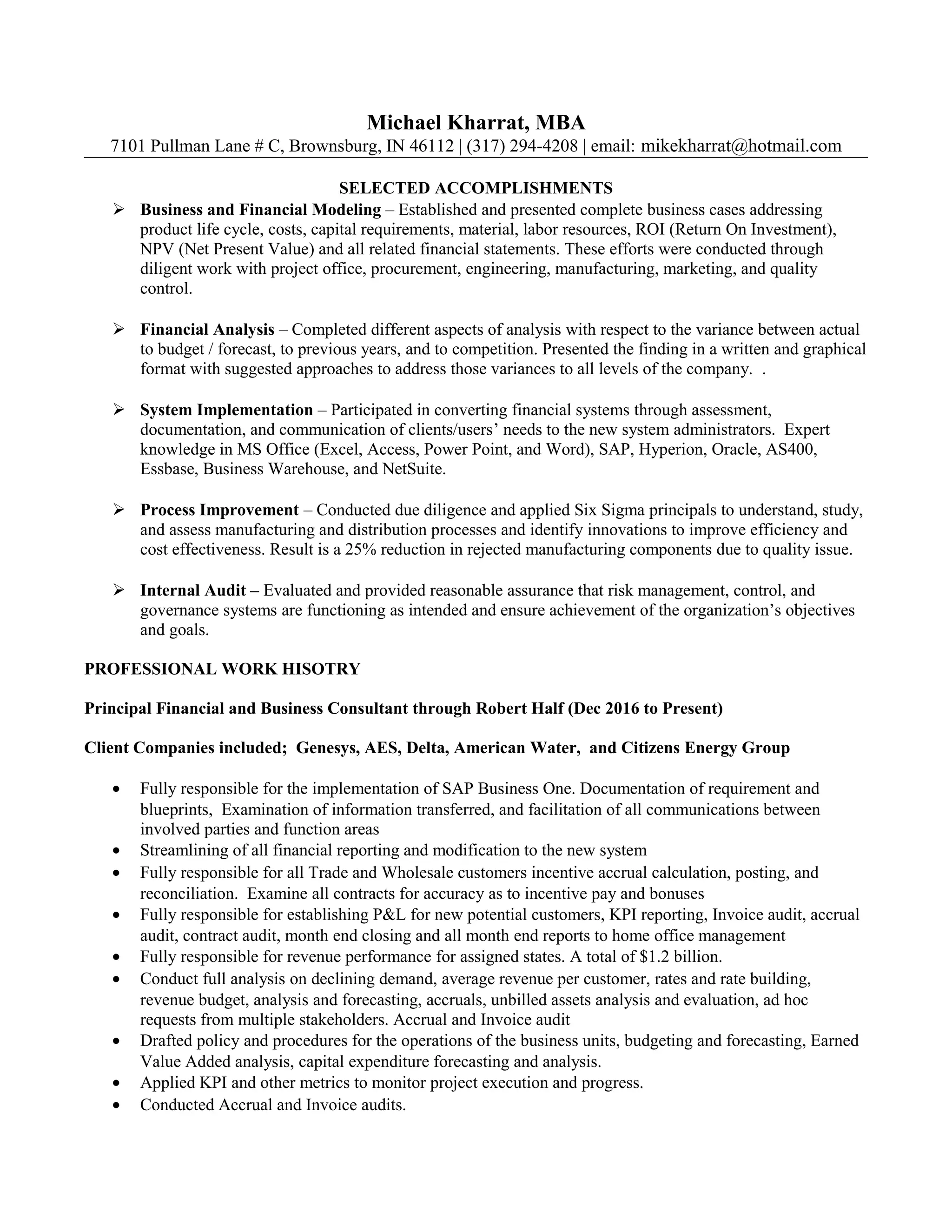 Resume | DOC | Business Administration | Business