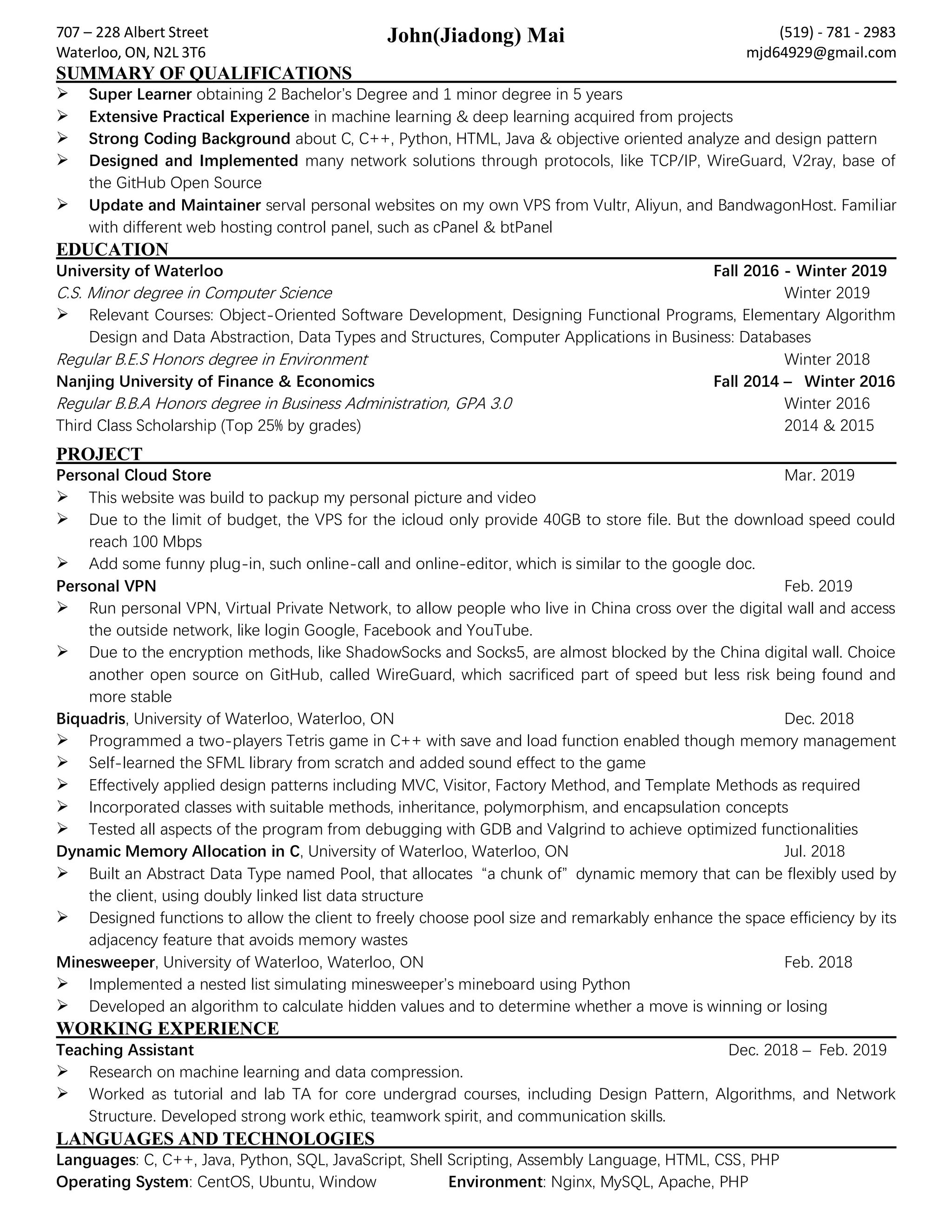 John Mai Resume | PDF