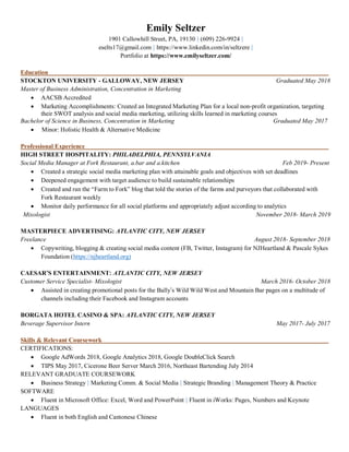 Emily Seltzer Resume 2019 | PDF