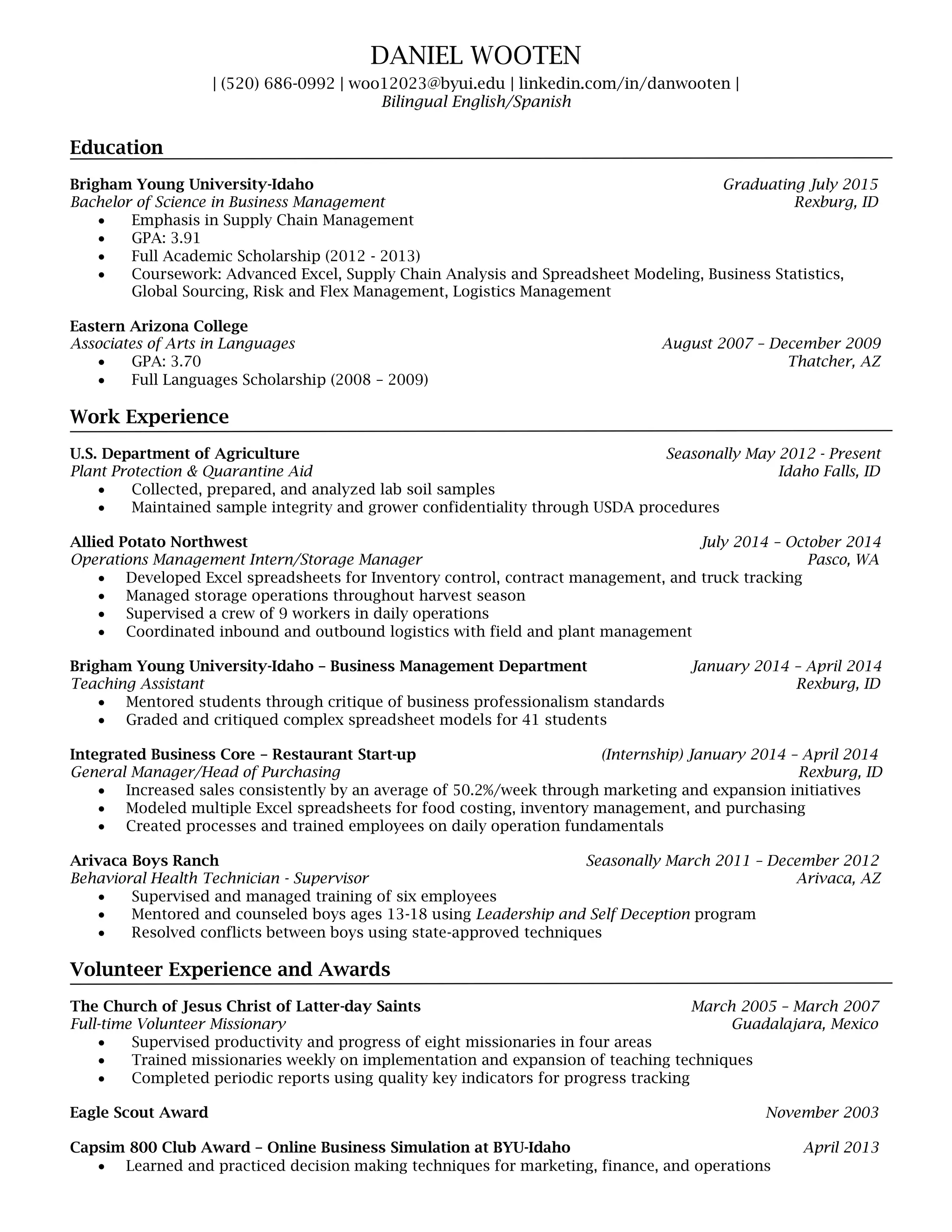 Resume 3 5-2015 | PDF