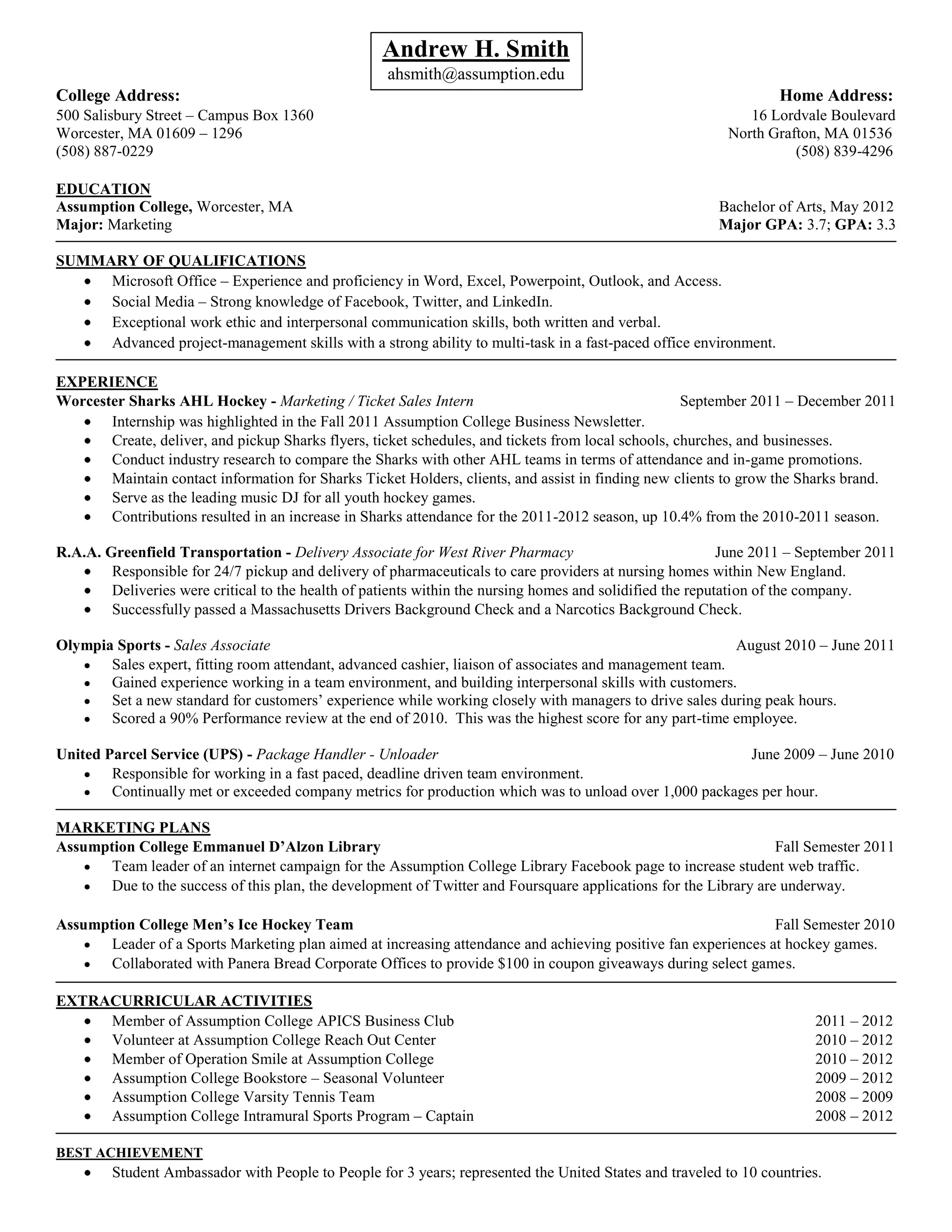 Andrew Smith - Resume | DOCX | Resume Writing and Advice | Job Search