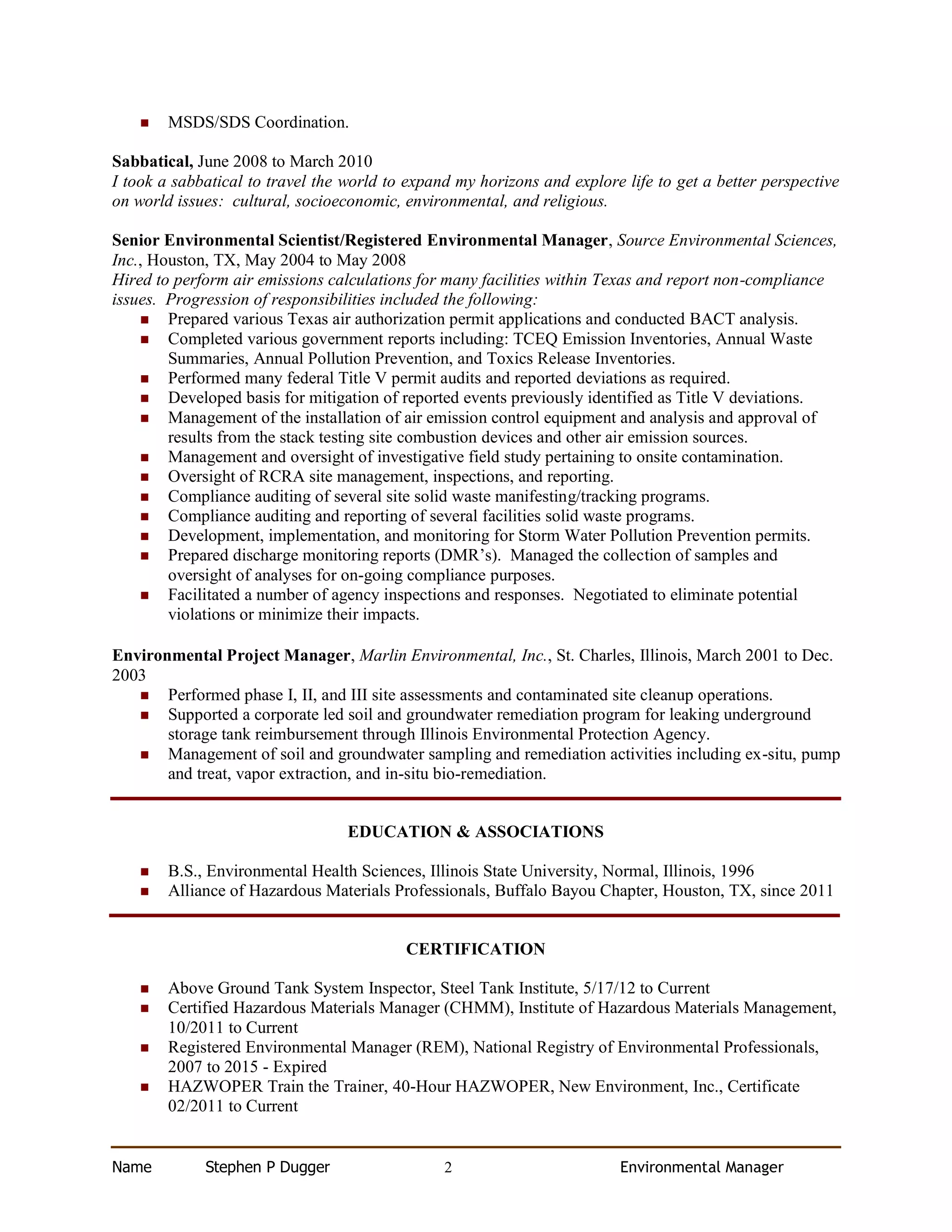 Environmental Manager | PDF