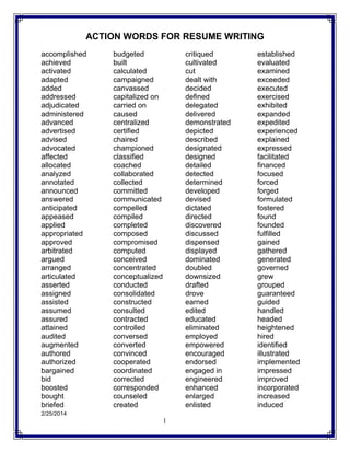 Active Words For A Resume