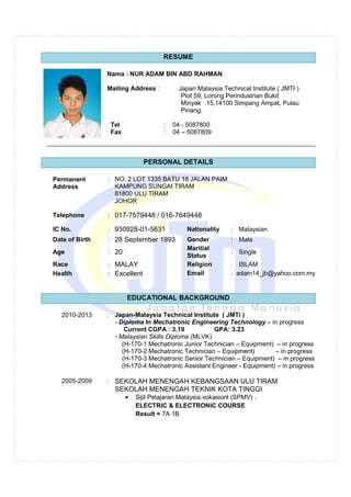 Resume adam big | PDF