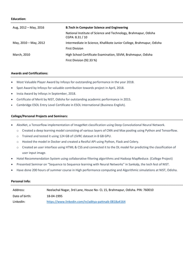Resume Aditya Pattnaik | PDF