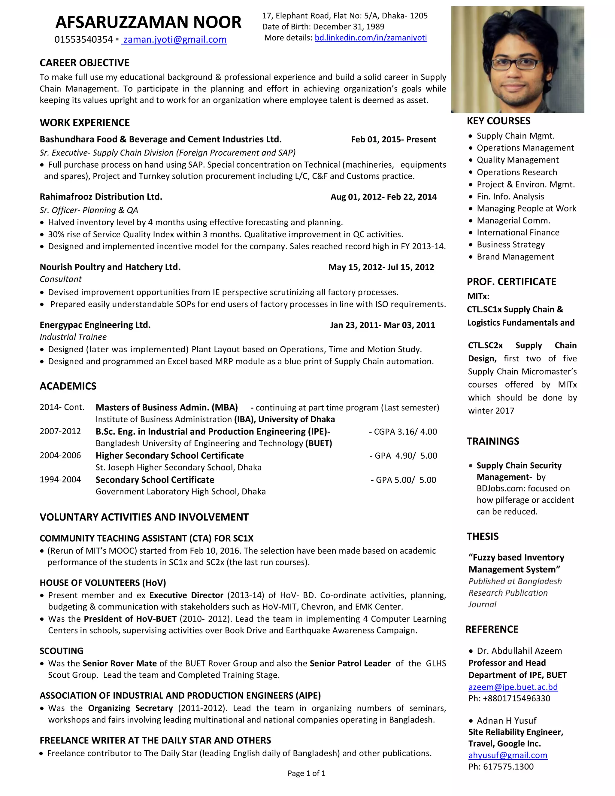 Resume Afsaruzzaman Noor | PDF