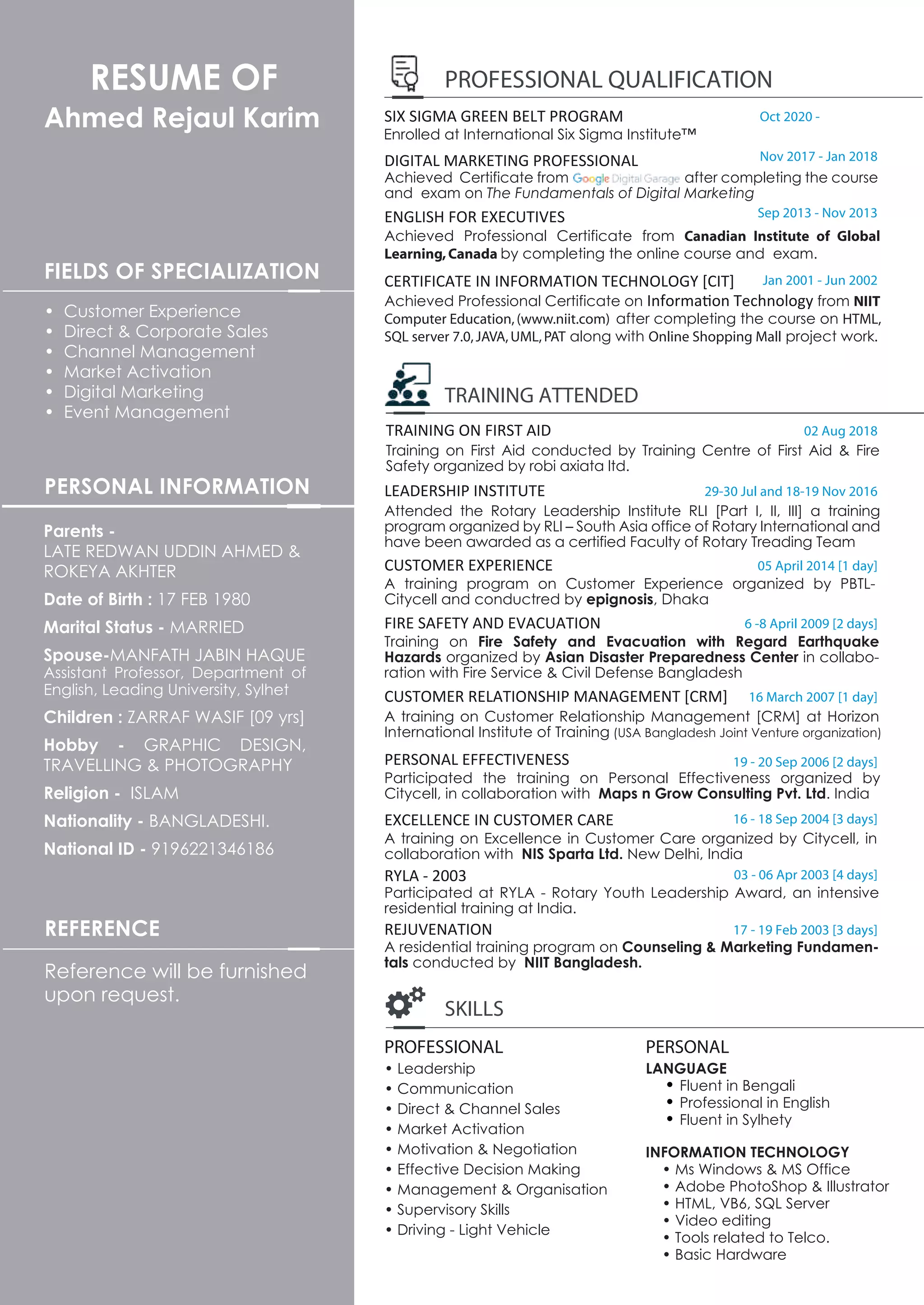 Resume Ahmed Rejaul Karim | PDF