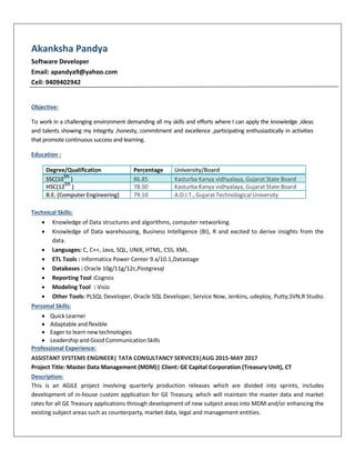 Resume akanksha pandya ETL developer | PDF