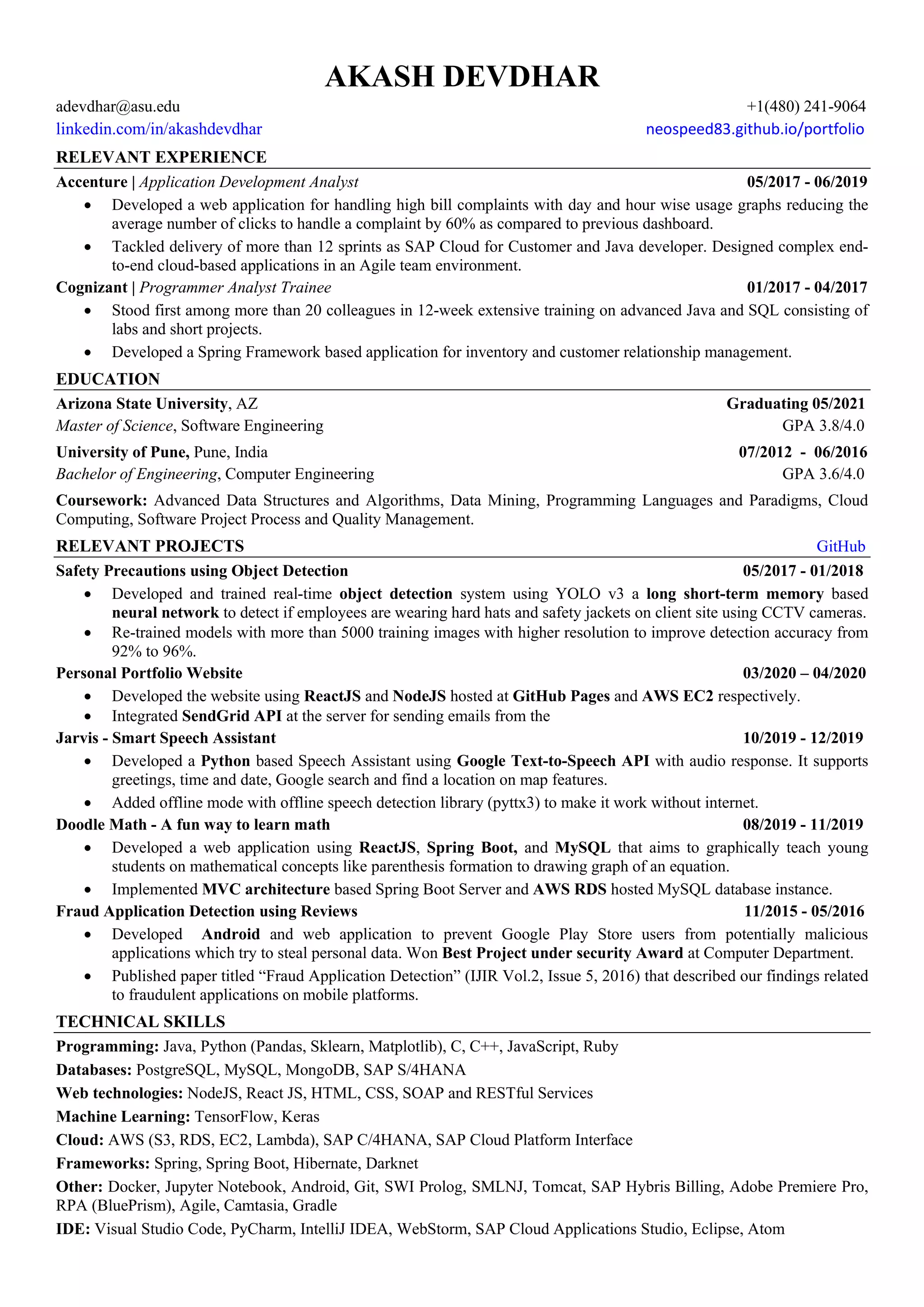 Resume : Akash Devdhar | PDF | Web Development | Internet
