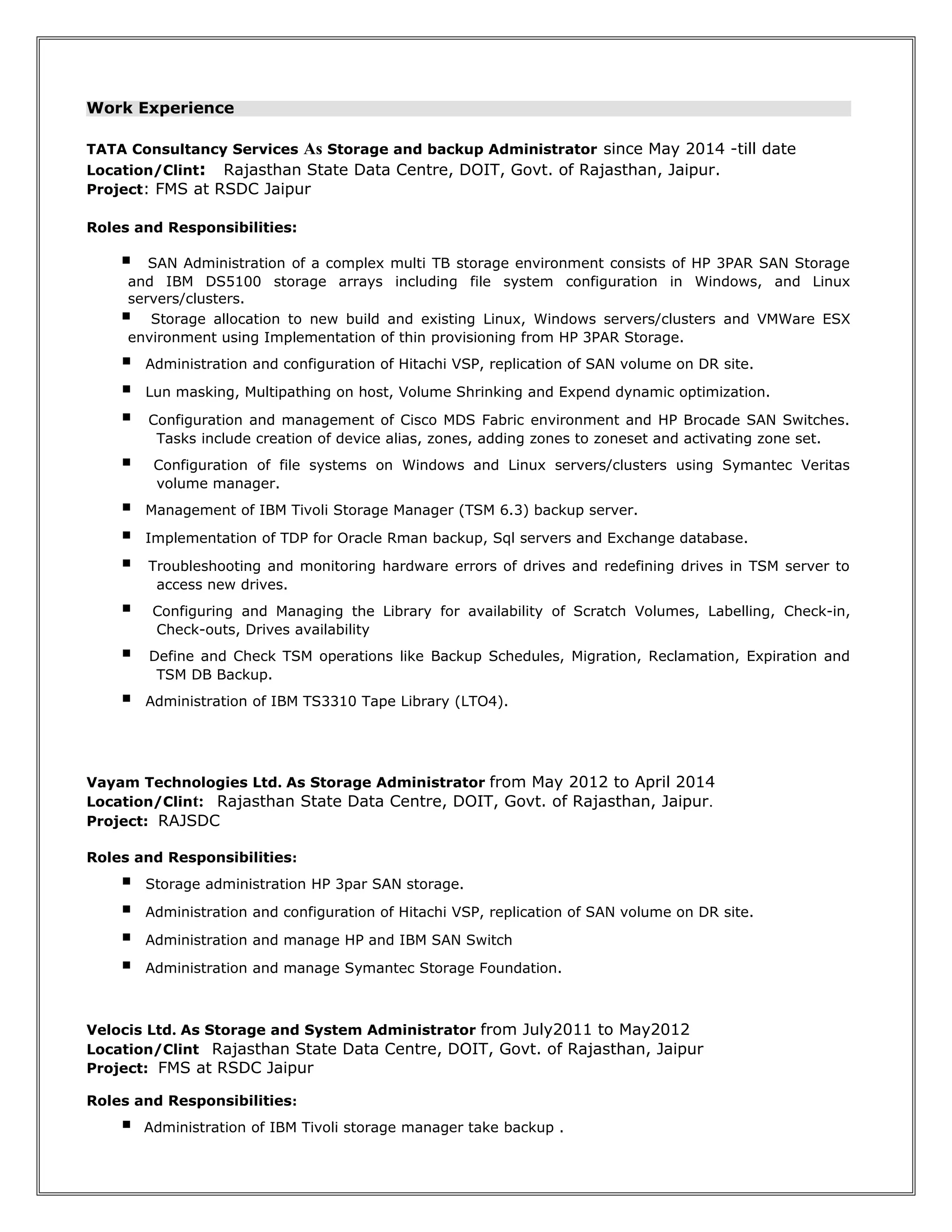 Resume akash storage admin | DOC