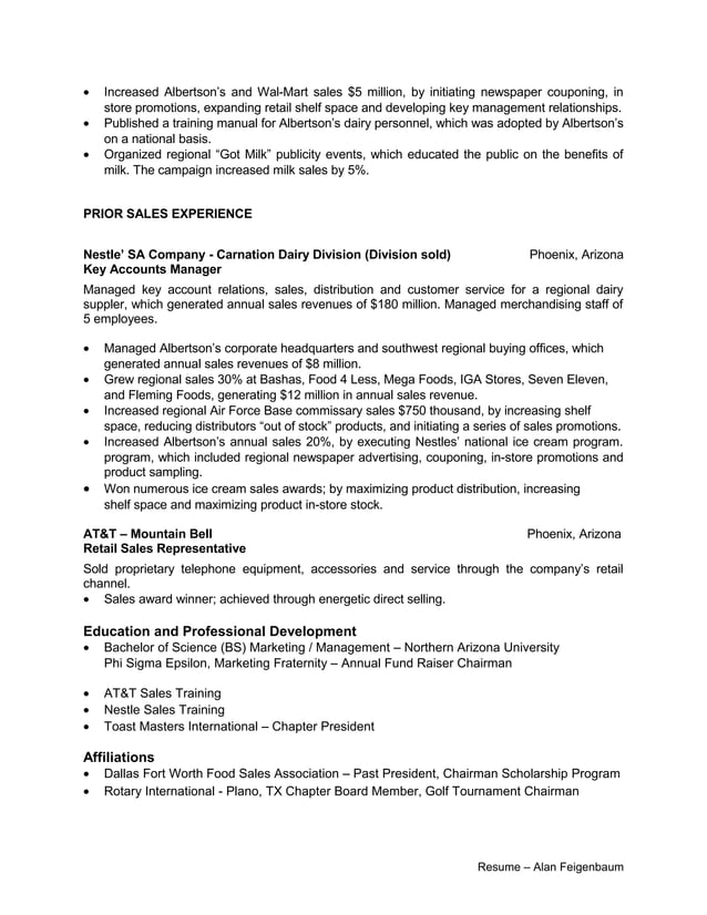 Resume Alan Feigenbaum | DOC | Sales | Business