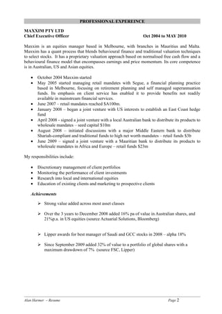 Resume Alan Harmer Aug 2010 Cio | DOC